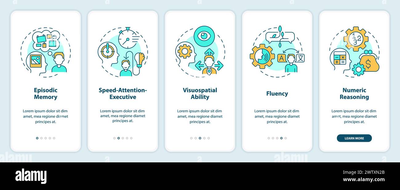 Domains Of Cognitive Function Onboarding Mobile App Screen Stock Vector Image And Art Alamy