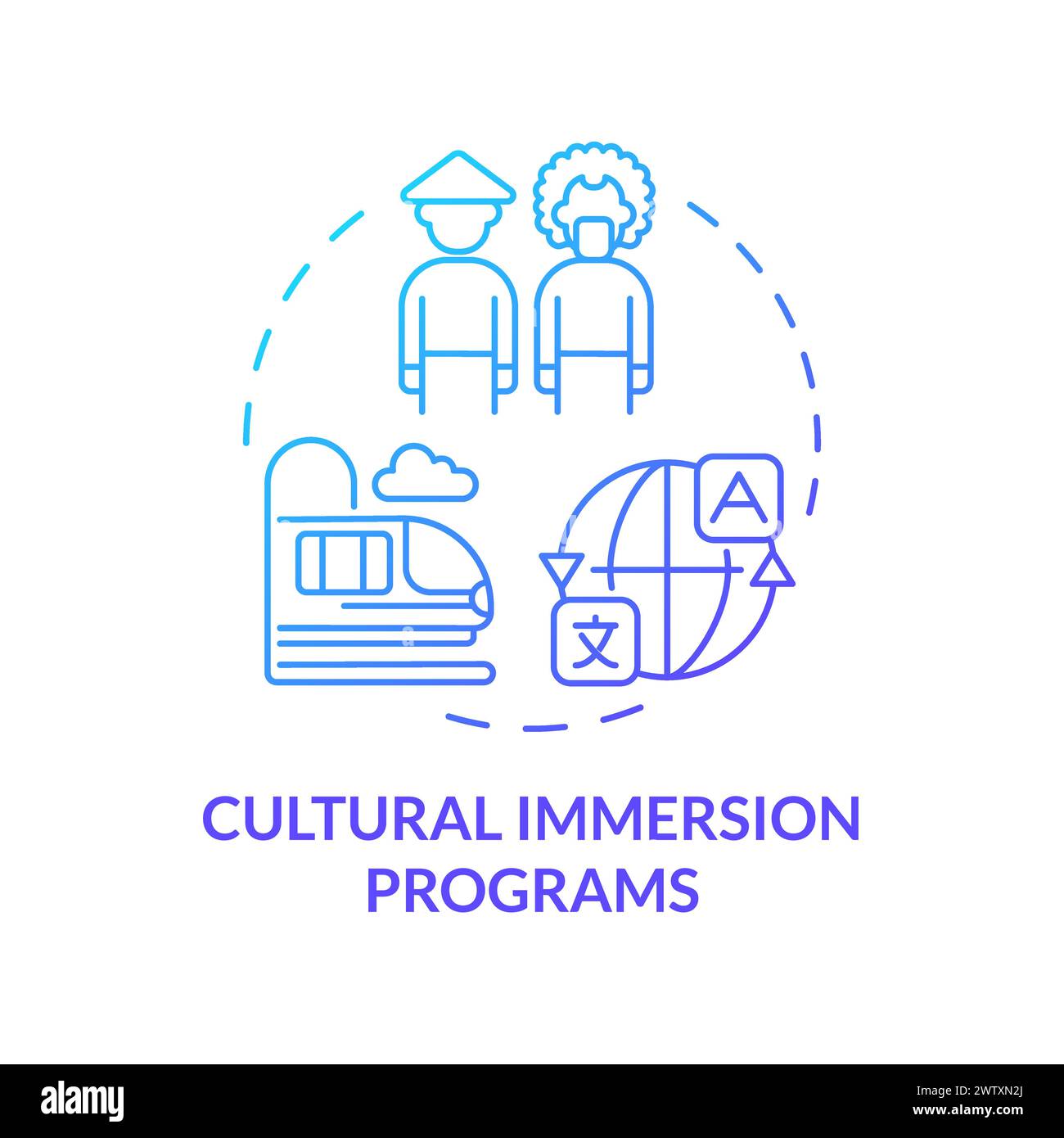 Cultural immersion programs blue gradient concept icon Stock Vector ...