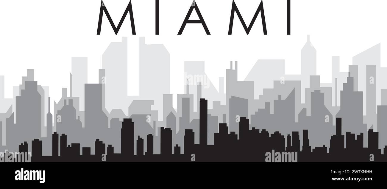 Cityscape skyline panorama of MIAMI, UNITED STATES Stock Vector Image ...