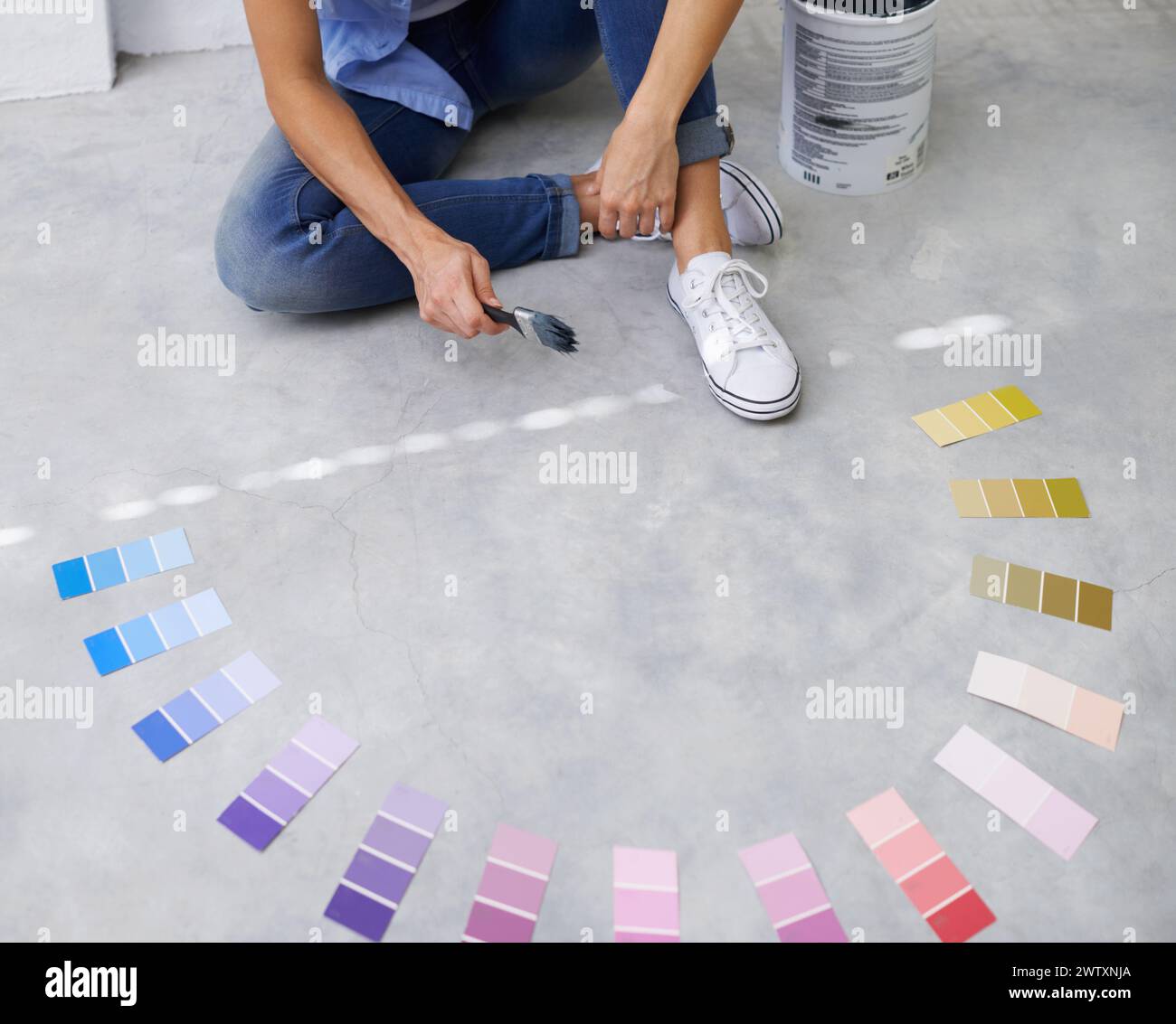 Feet, paint swatch and color for renovation in home, remodeling and ...