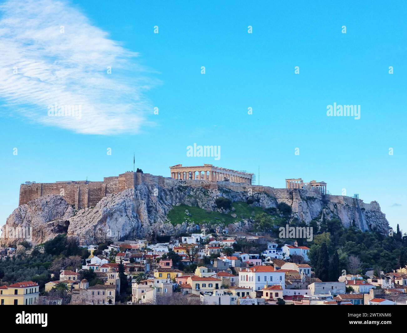 A view of the Parthenon from the center of Athens. Completed in the ...