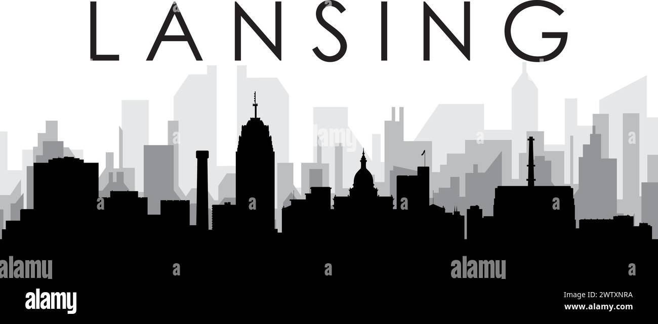 Cityscape skyline panorama of LANSING, UNITED STATES Stock Vector Image ...