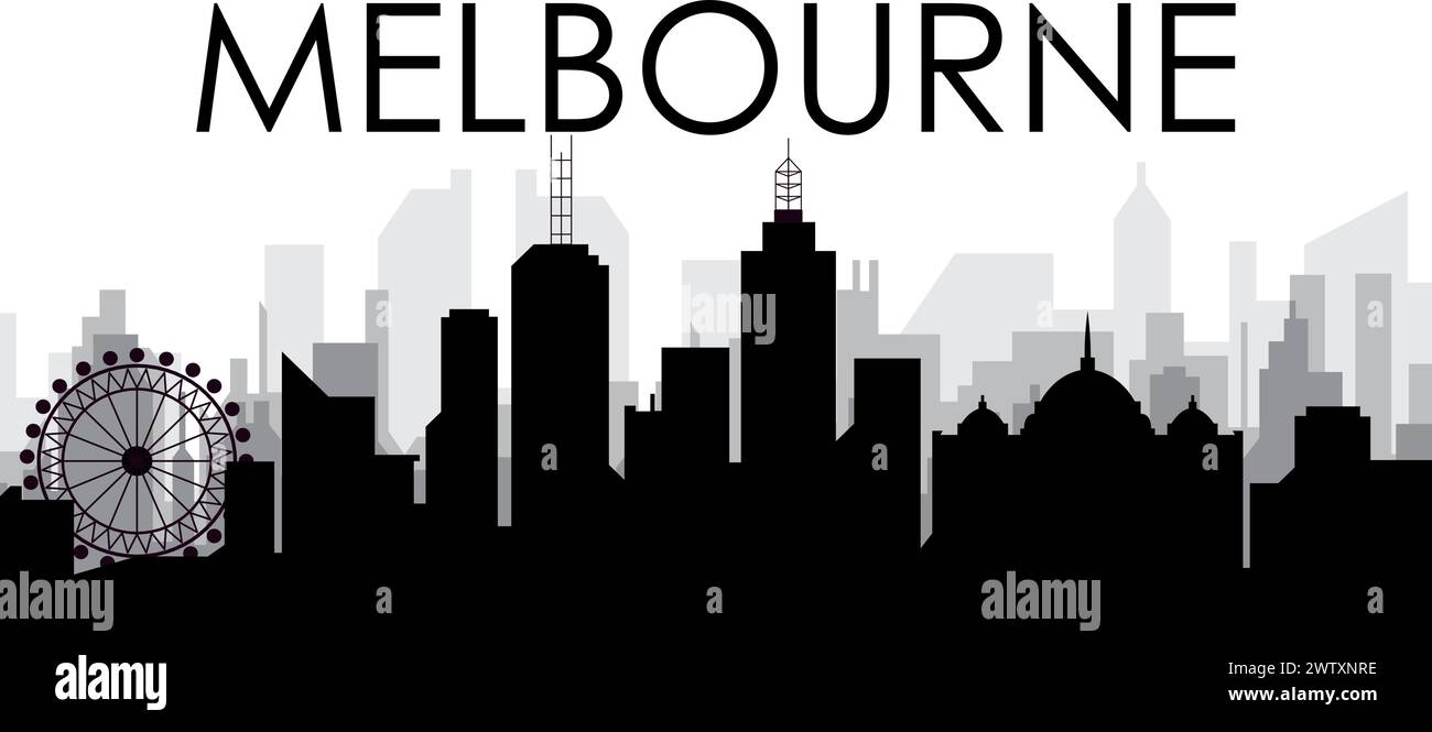 Cityscape skyline panorama of MELBOURNE, AUSTRALIA Stock Vector Image ...