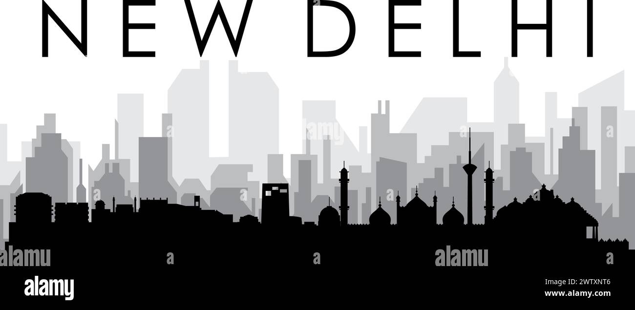 Cityscape skyline panorama of NEW DELHI, INDIA Stock Vector Image & Art ...