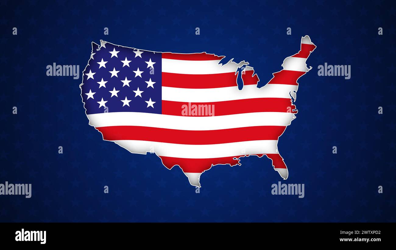 American flag is flying inside the America map Stock Photo - Alamy