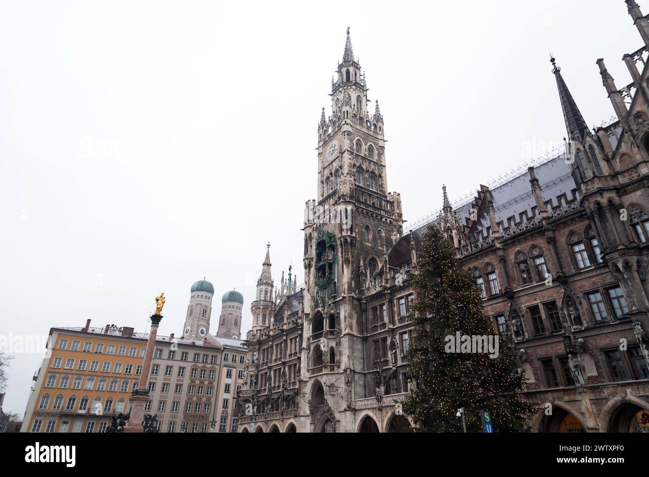 Buildings around Marienplatz, one of the most vibrant squares in Munich ...