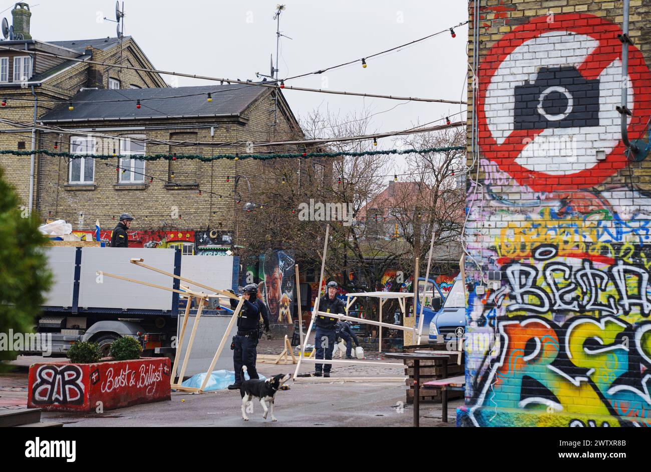 Police officers closes Pusher Street in Christiania down on Wednesday ...