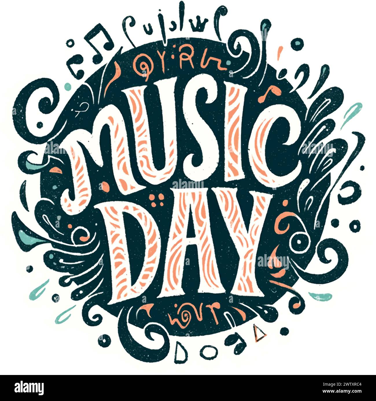 Music day. The design is colorful and playful, with a round shape and ...