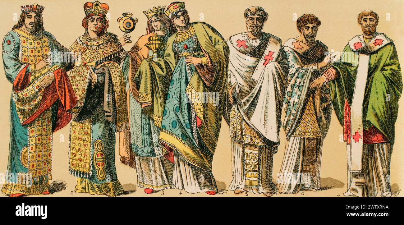 Byzantines, 1000-1200. From left to right, 1: regal gown, 2: women's ...