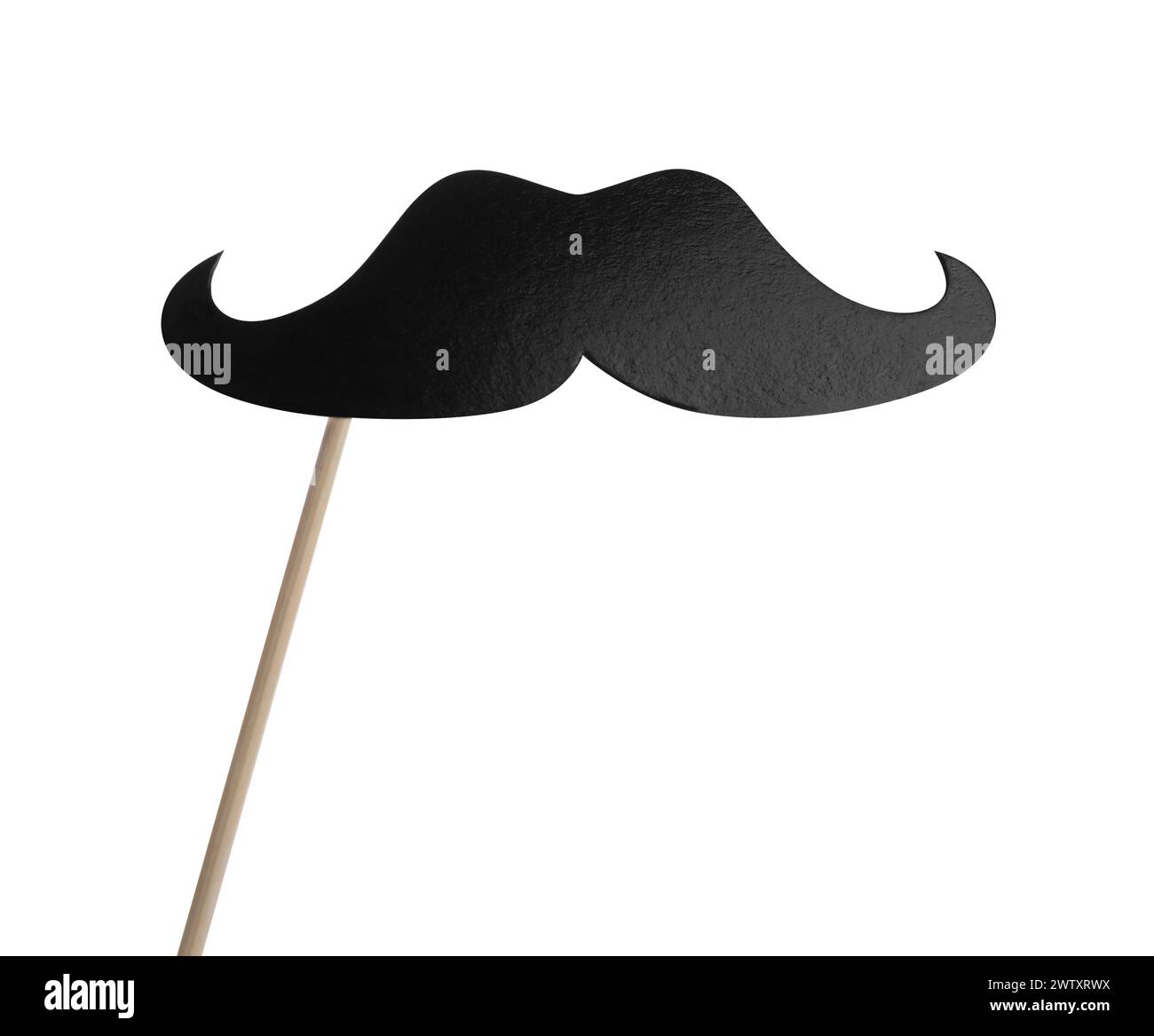 Fake paper mustache on stick against white background Stock Photo - Alamy