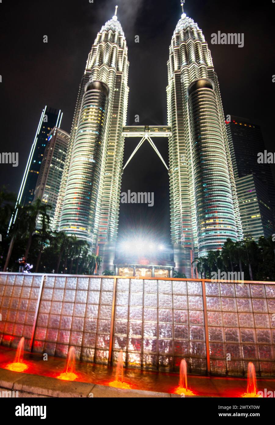 The iconic Malaysian buildings,Illuminated in a silvery light against ...