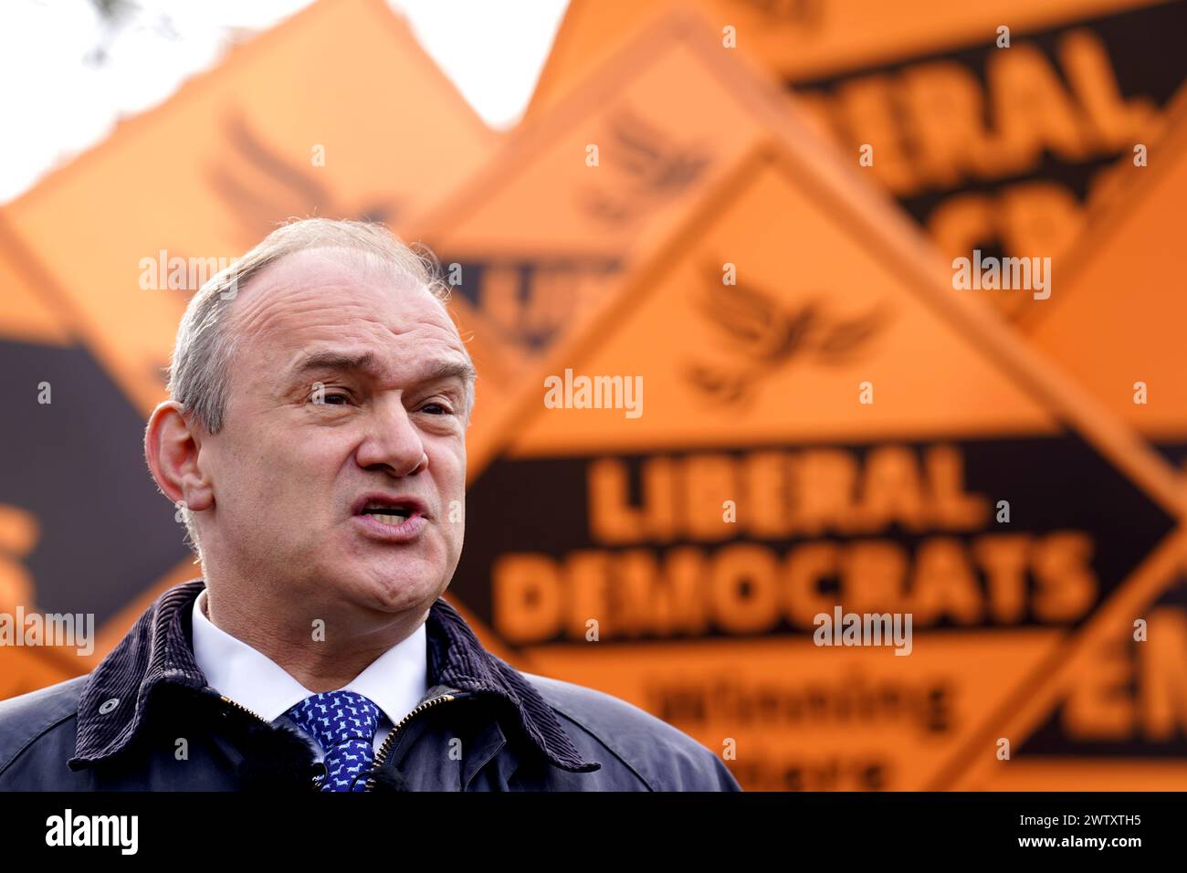 Liberal Democrat leader Sir Ed Davey gives a speech at a rally of party ...