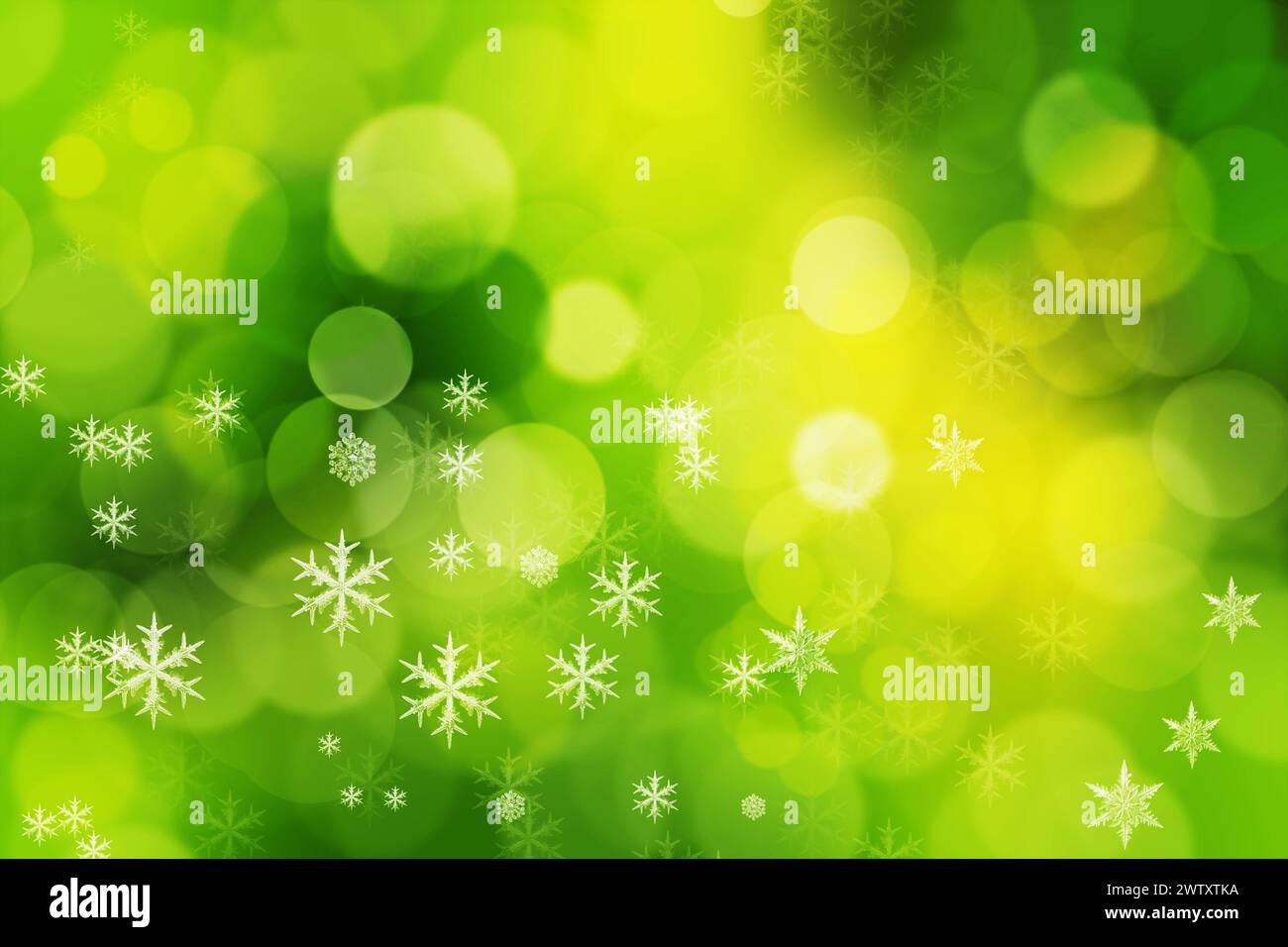 Abstract, graphic and green bokeh with snowflake, Christmas theme ...