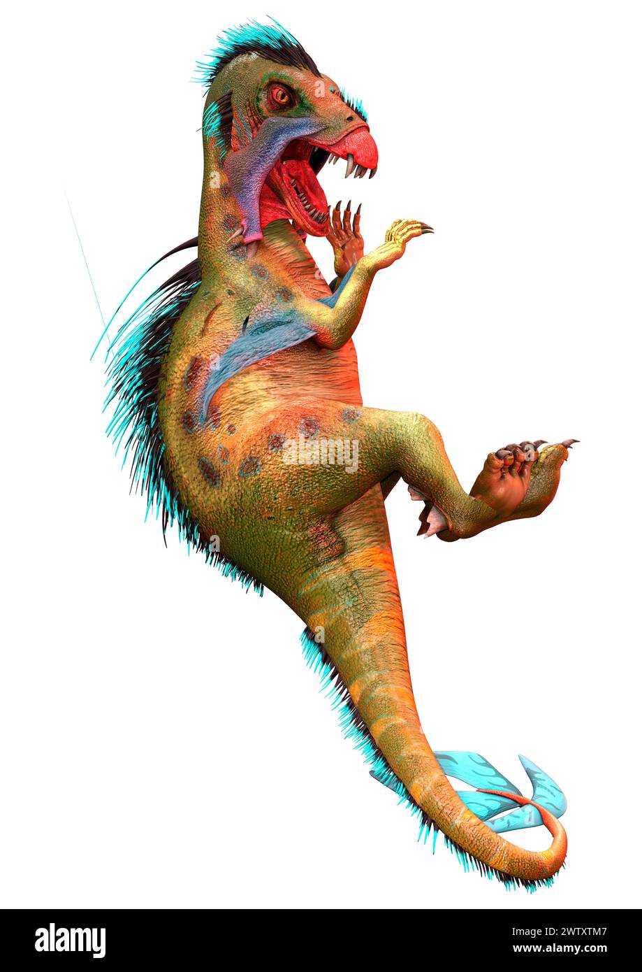 3D rendering of a science fiction alien dinosaur isolated on white ...
