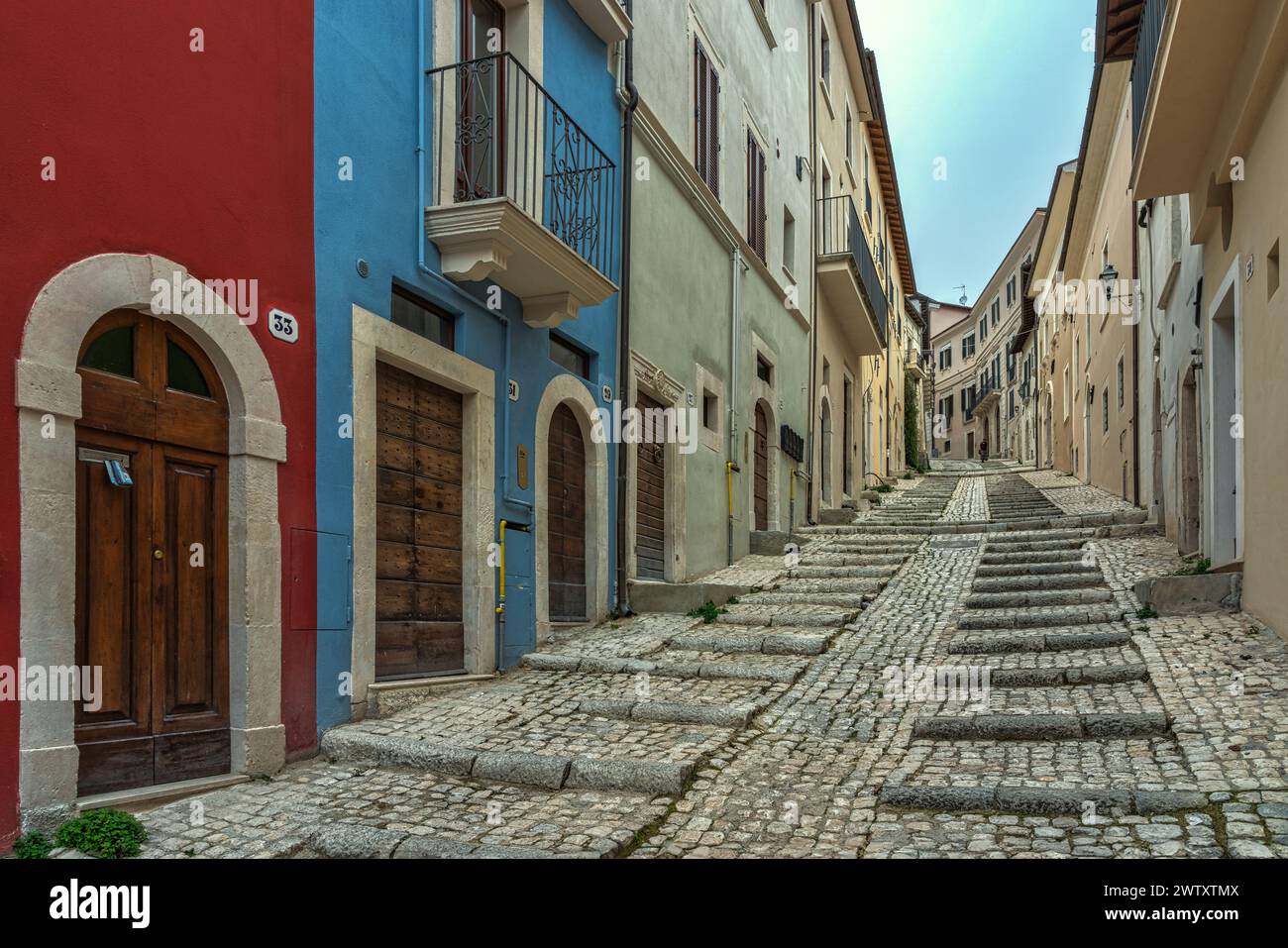 Costa Masciarelli is a street in the historic center of L'Aquila in one ...