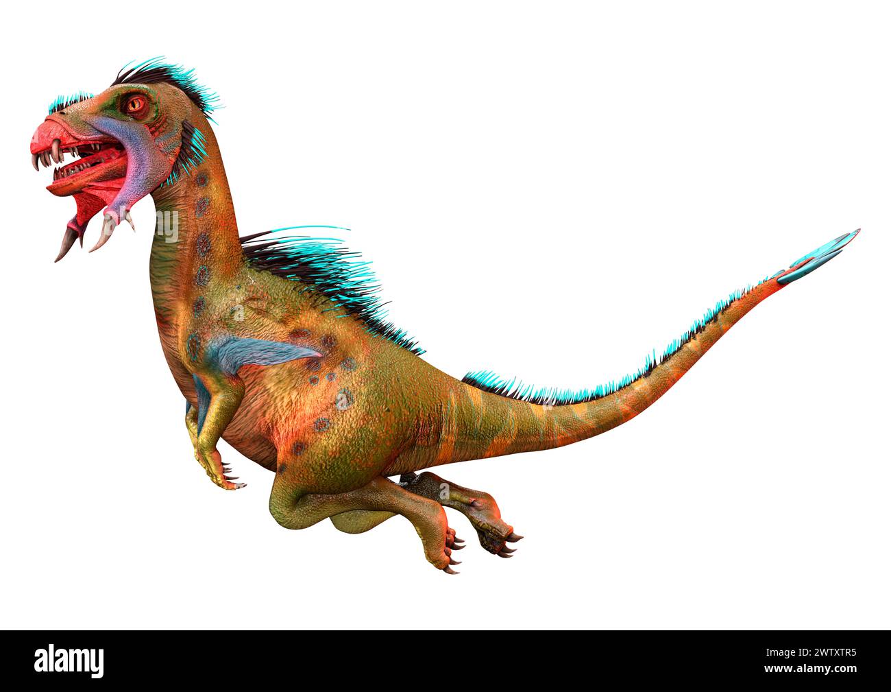 3D rendering of a science fiction alien dinosaur isolated on white ...