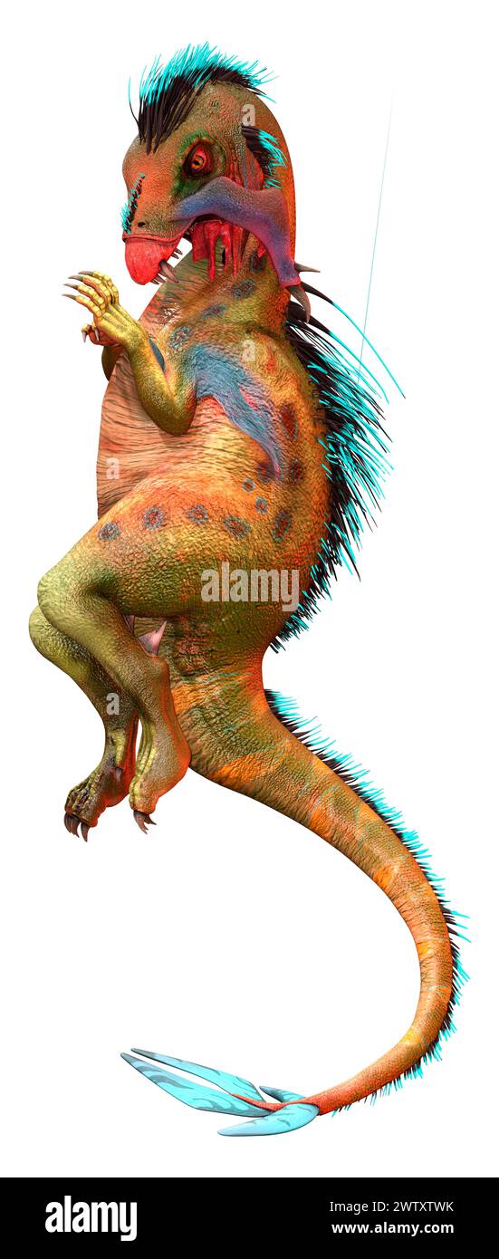 3D rendering of a science fiction alien dinosaur isolated on white ...
