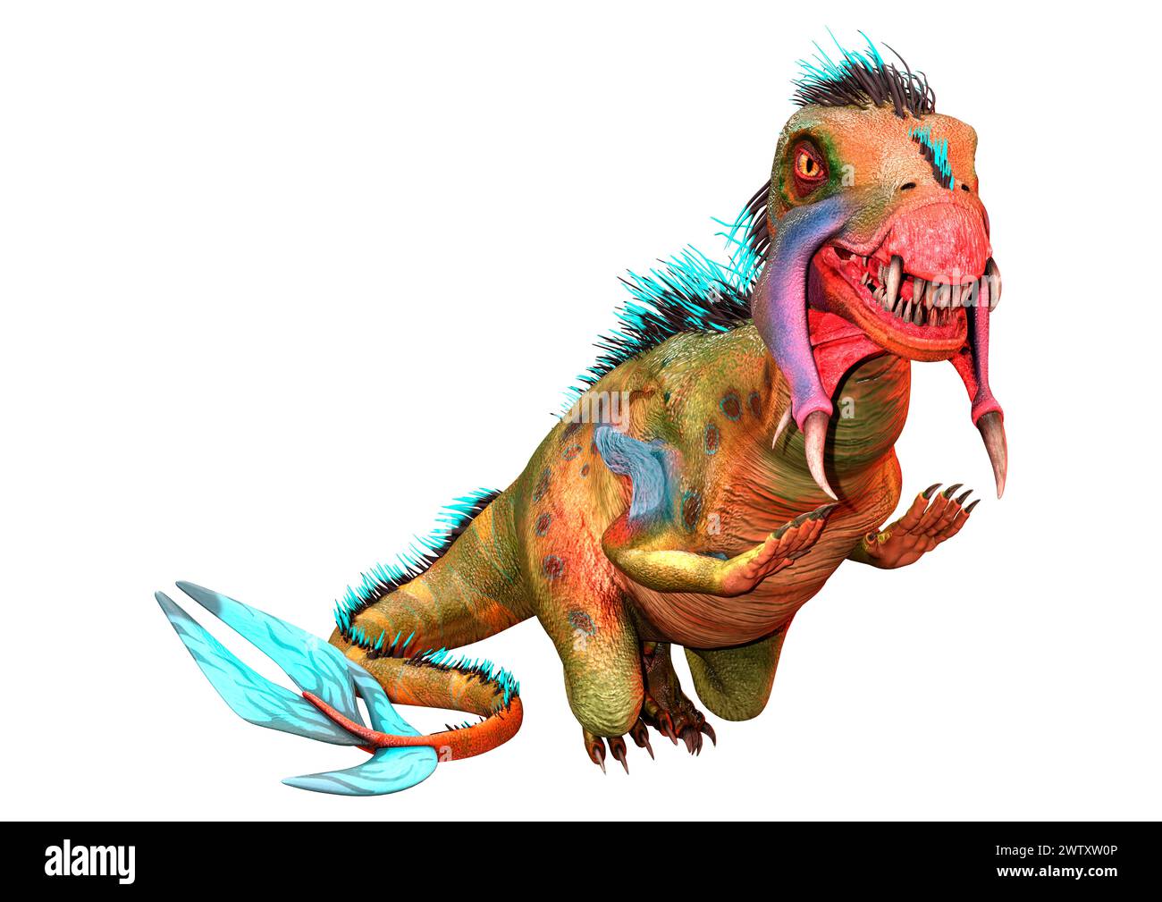 3D rendering of a science fiction alien dinosaur isolated on white ...