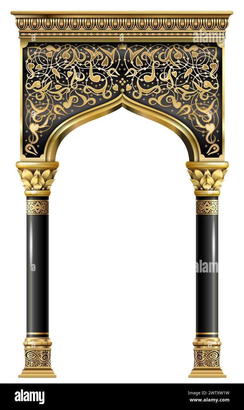 Golden luxury classic arch portal with columns Stock Vector Image & Art ...