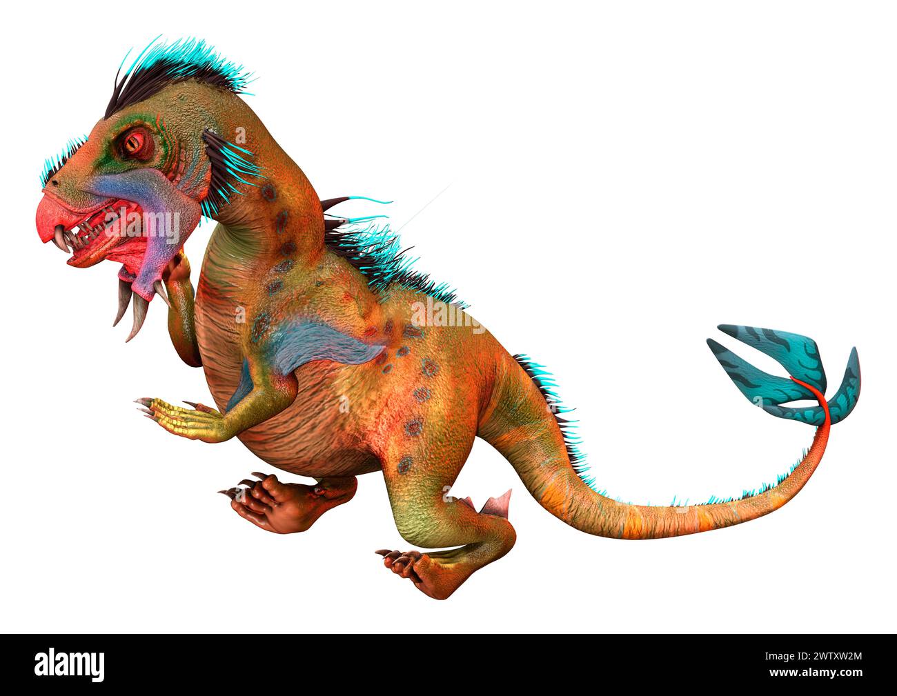 3D rendering of a science fiction alien dinosaur isolated on white ...