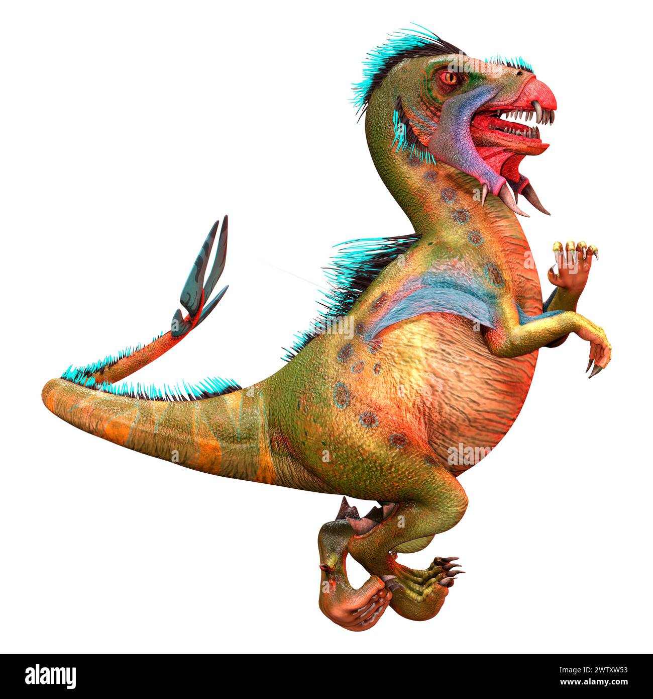 3D rendering of a science fiction alien dinosaur isolated on white ...