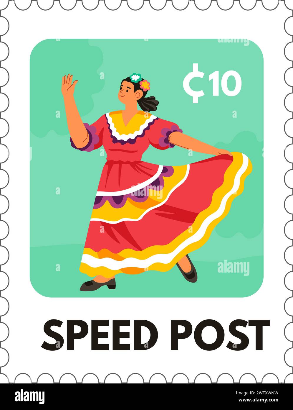 Traditional Dance Speed Post Stamp Stock Vector Image & Art - Alamy