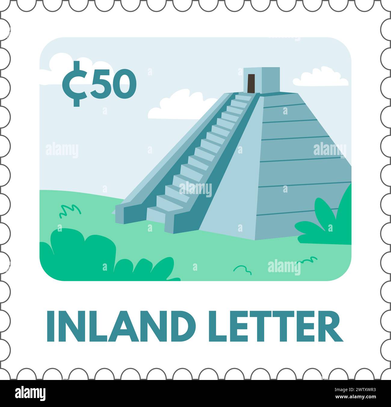 Mayan Pyramid Inland Letter Stamp Stock Vector Image & Art - Alamy