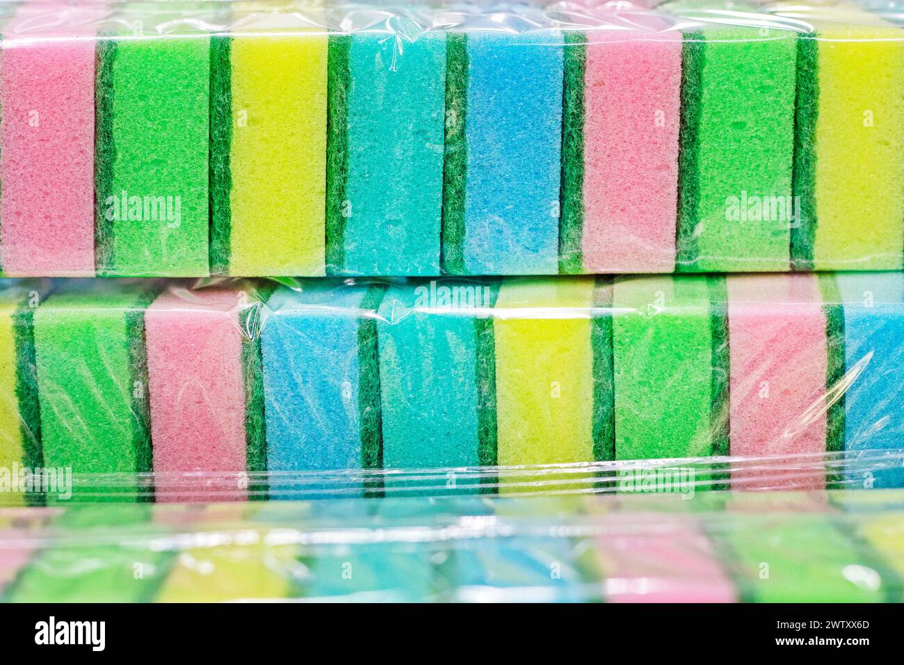 sponges for washing dishes and cleaning, packaged in transparent ...