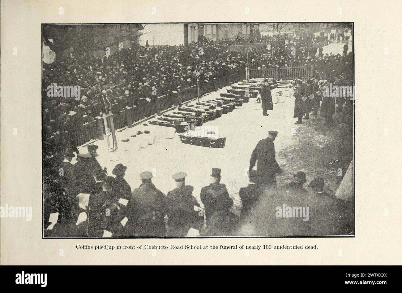 Coffins piled up in front of Chebucto Road School at the (public ...