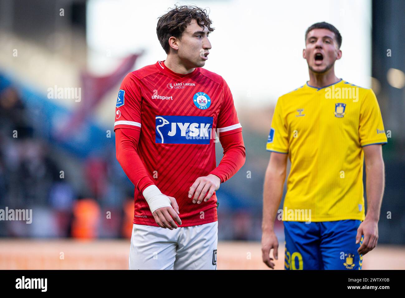 Brondby, Denmark. 17th, March 2024. Alexander Lind (9) of Silkeborg IF ...