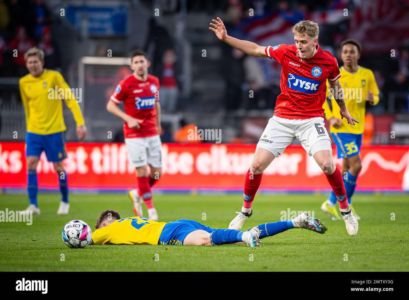Brondby, Denmark. 17th, March 2024. Pelle Mattsson (6) of Silkeborg IF ...