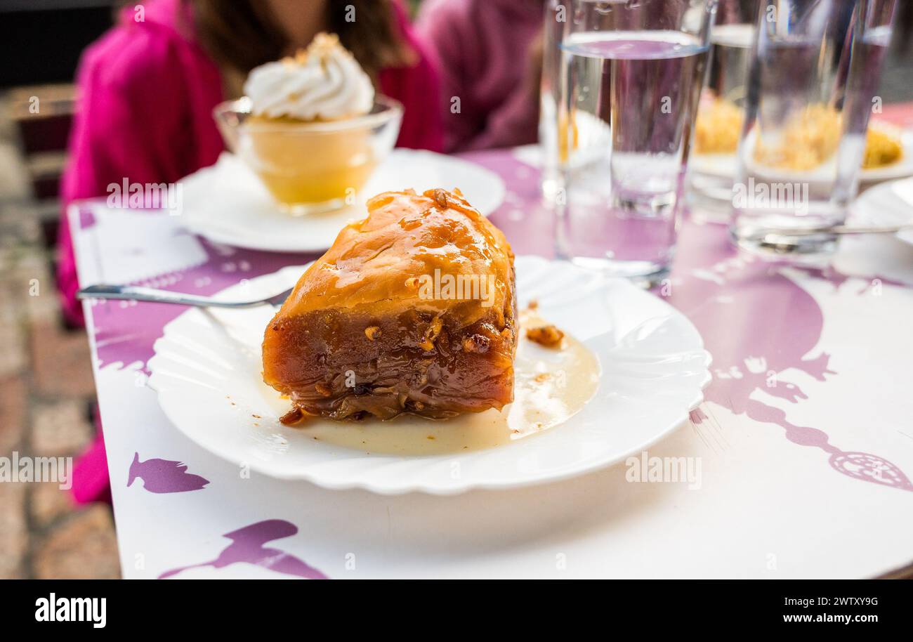 Traditional bosnian sweet dish baklava served in a restaurant. Famous ...