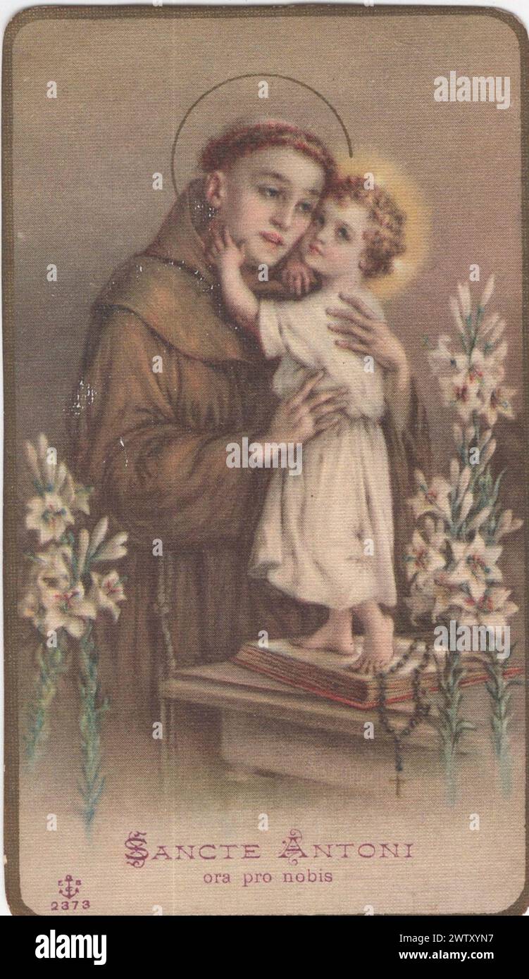 antique colorful holy card about St. Anthony Holds the Child Jesus ...