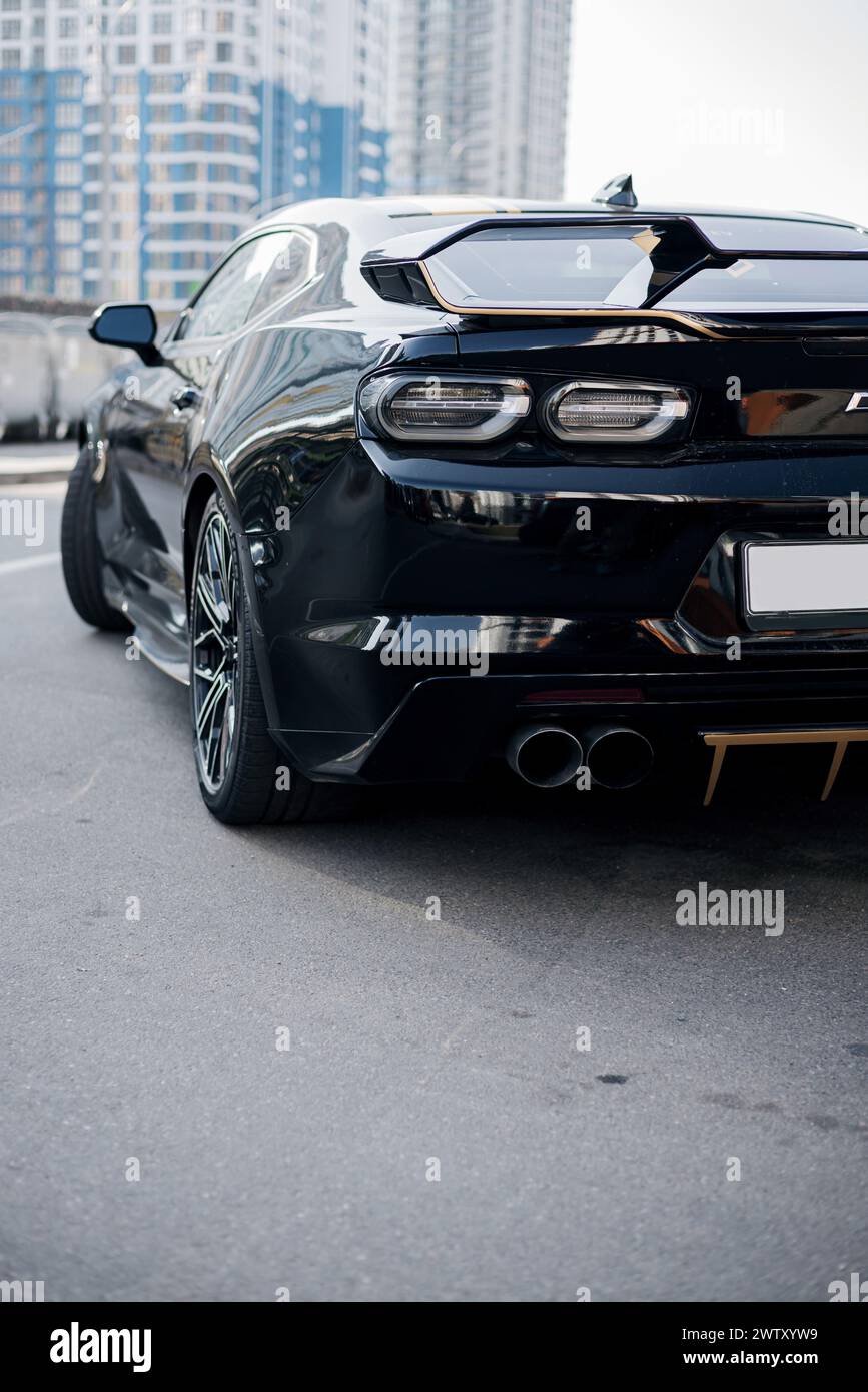 Minsk, Belarus, March 20, 2024 - Rear view Luxury black coupe ...