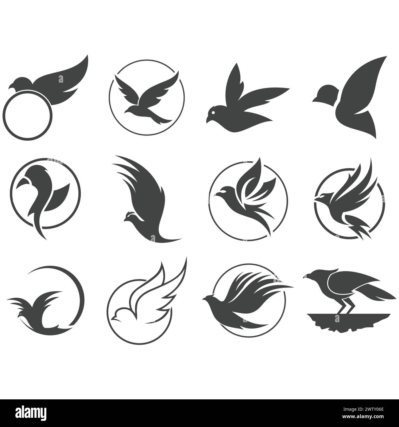 Bird icon set logo vector Stock Vector Image & Art - Alamy