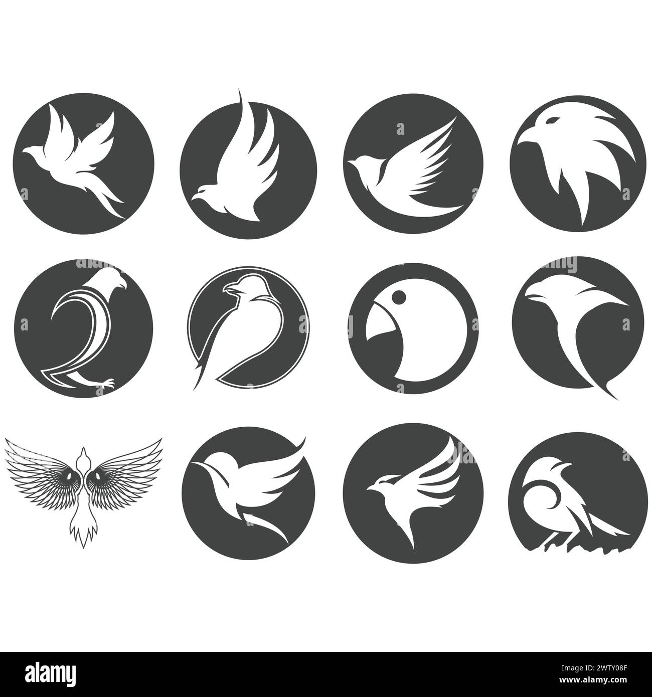 Bird icon set logo vector Stock Vector Image & Art - Alamy