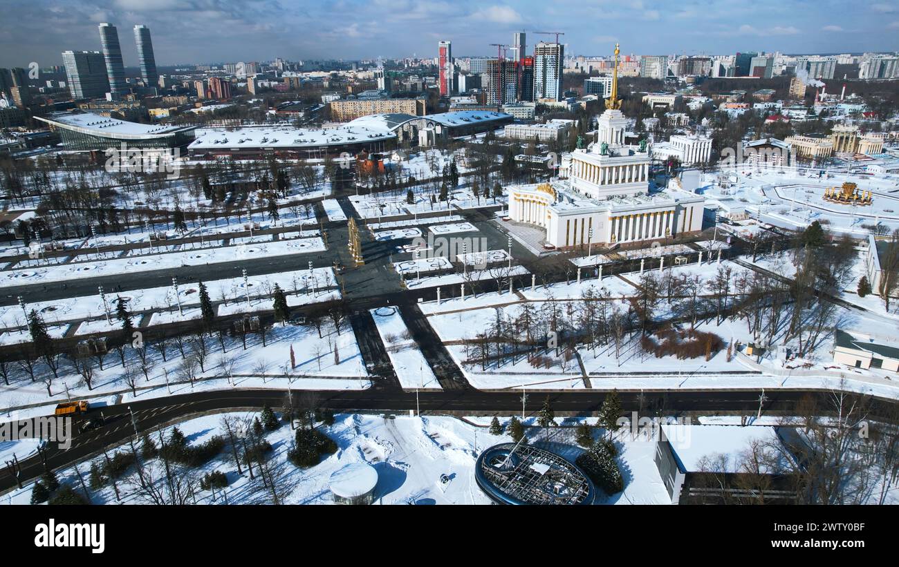 Top view of square with historical building in winter. Creative. center ...