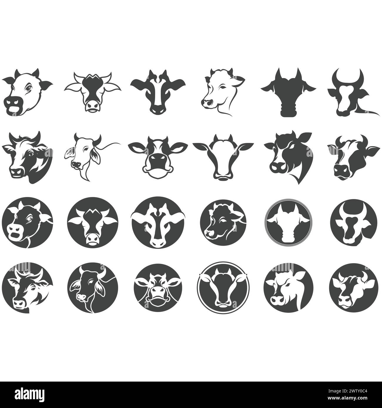 Cow icon set logo vector Stock Vector Image & Art - Alamy
