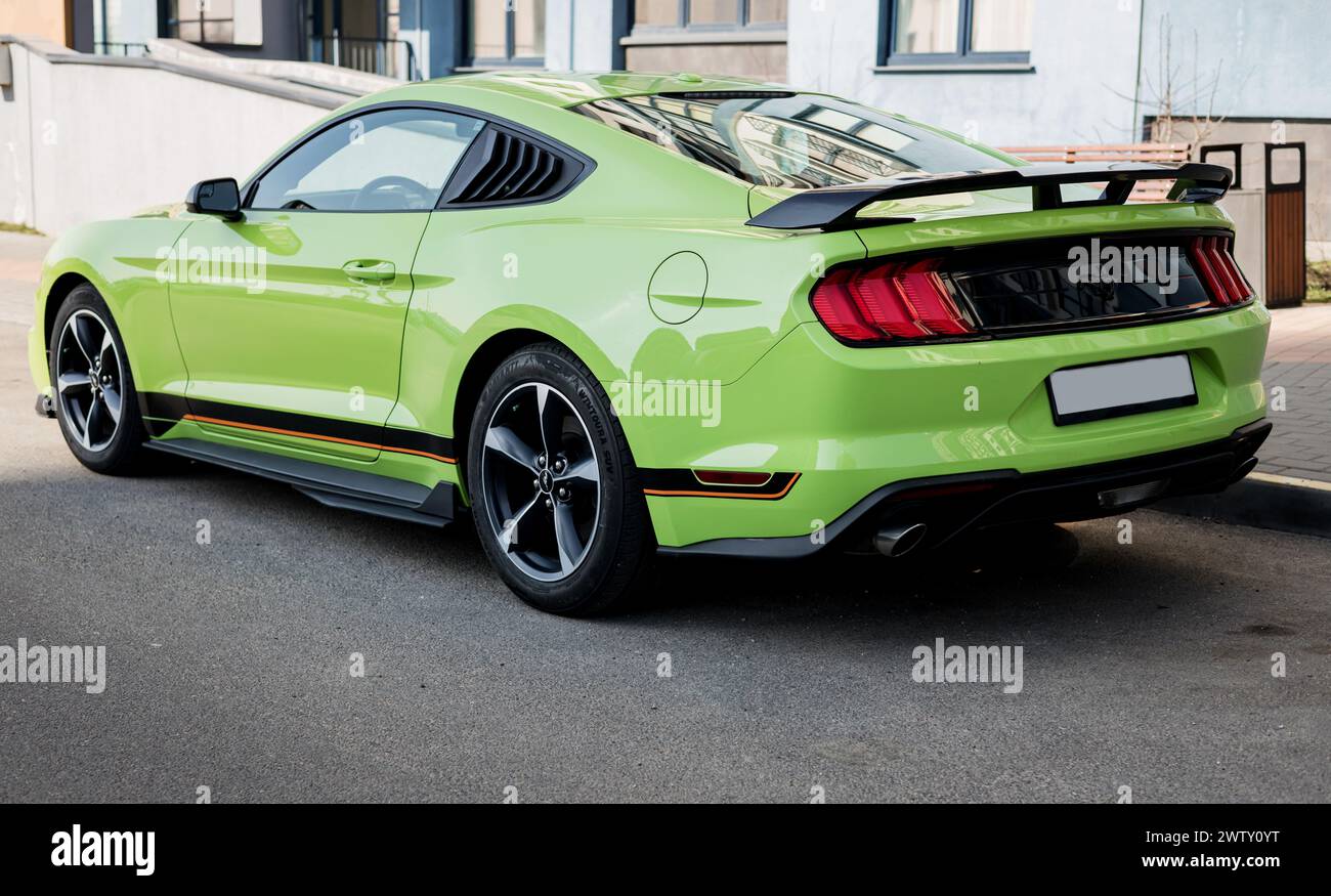 Minsk, Belarus, March 20, 2024 - Rear view of bright luxury coupe Ford ...