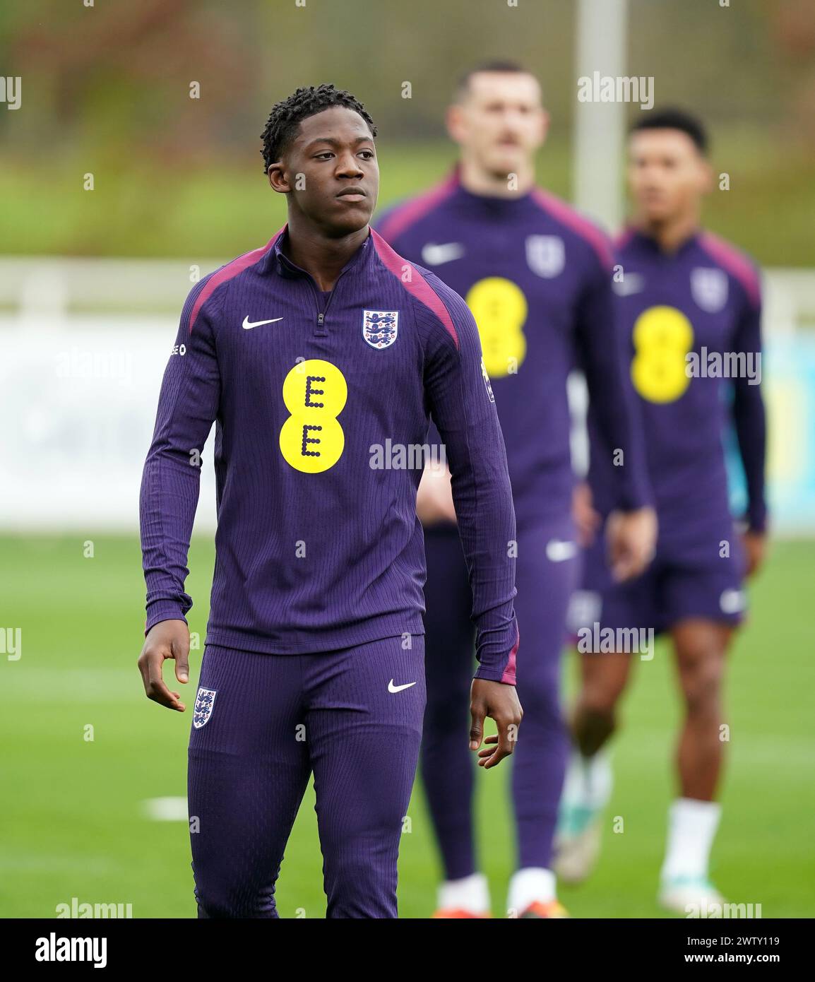 England's Kobbie Mainoo during a training session at St. George's Park ...