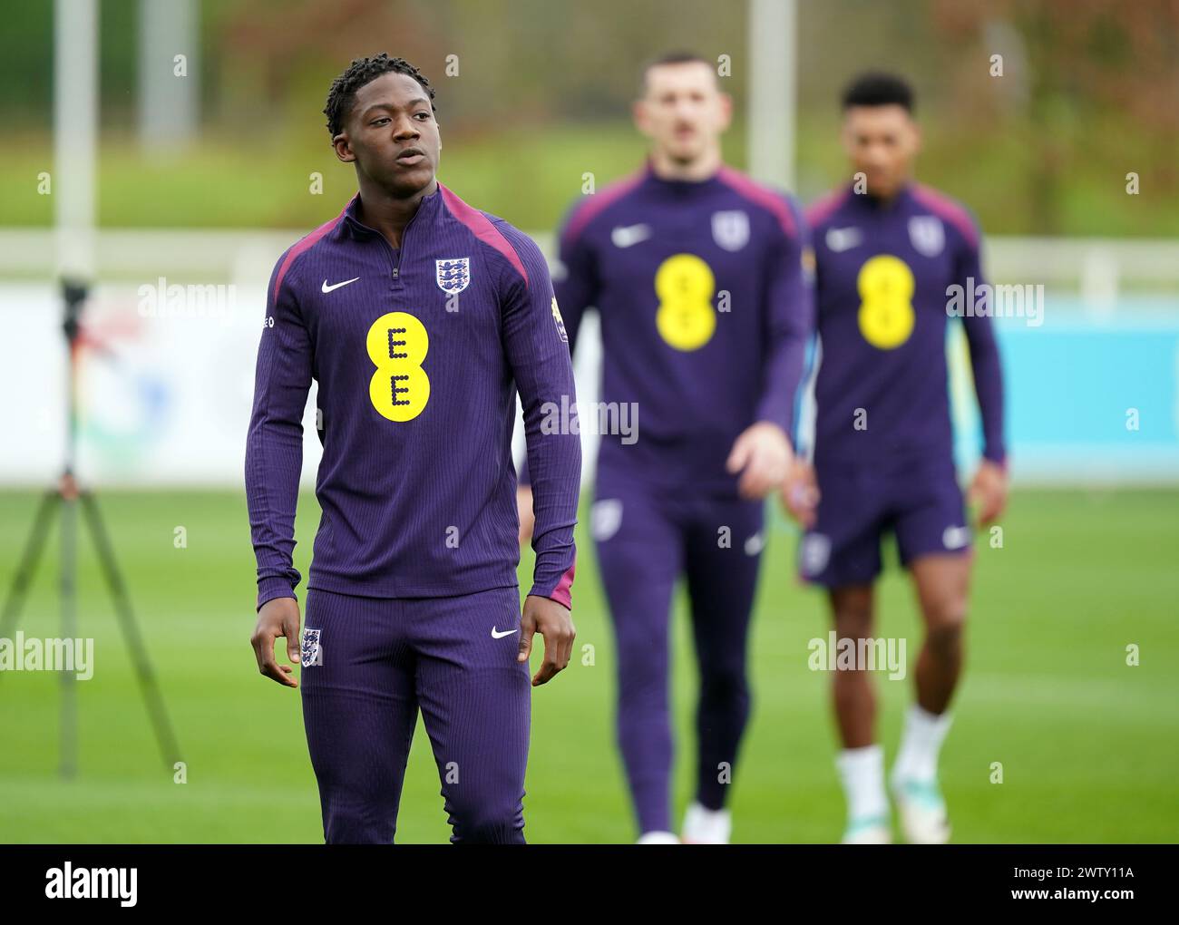 England's Kobbie Mainoo during a training session at St. George's Park ...