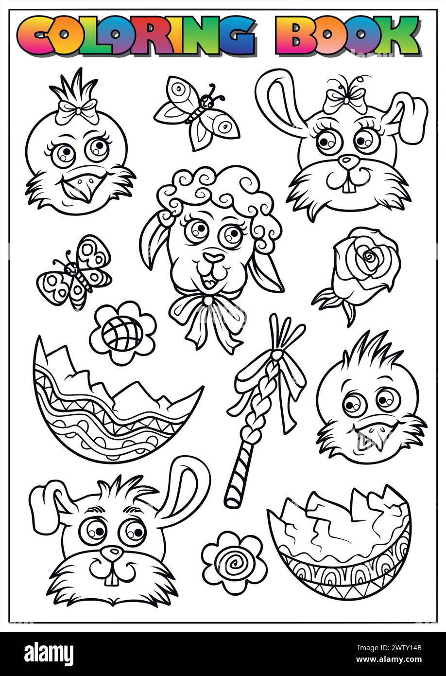 Easter coloring book for children - animal heads and egg shell - bunny ...