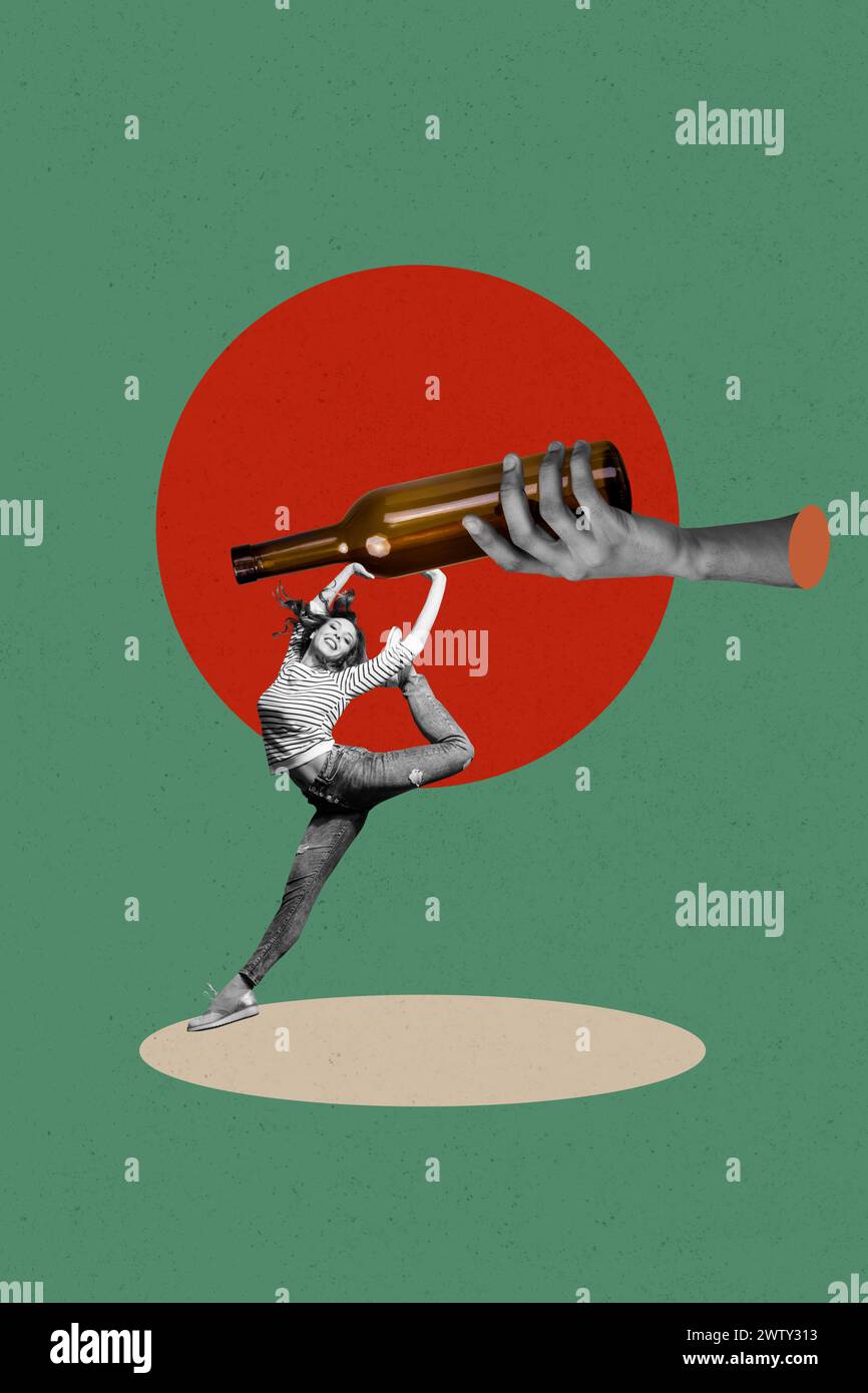 Abstract creative artwork template collage of carefree lady having ...