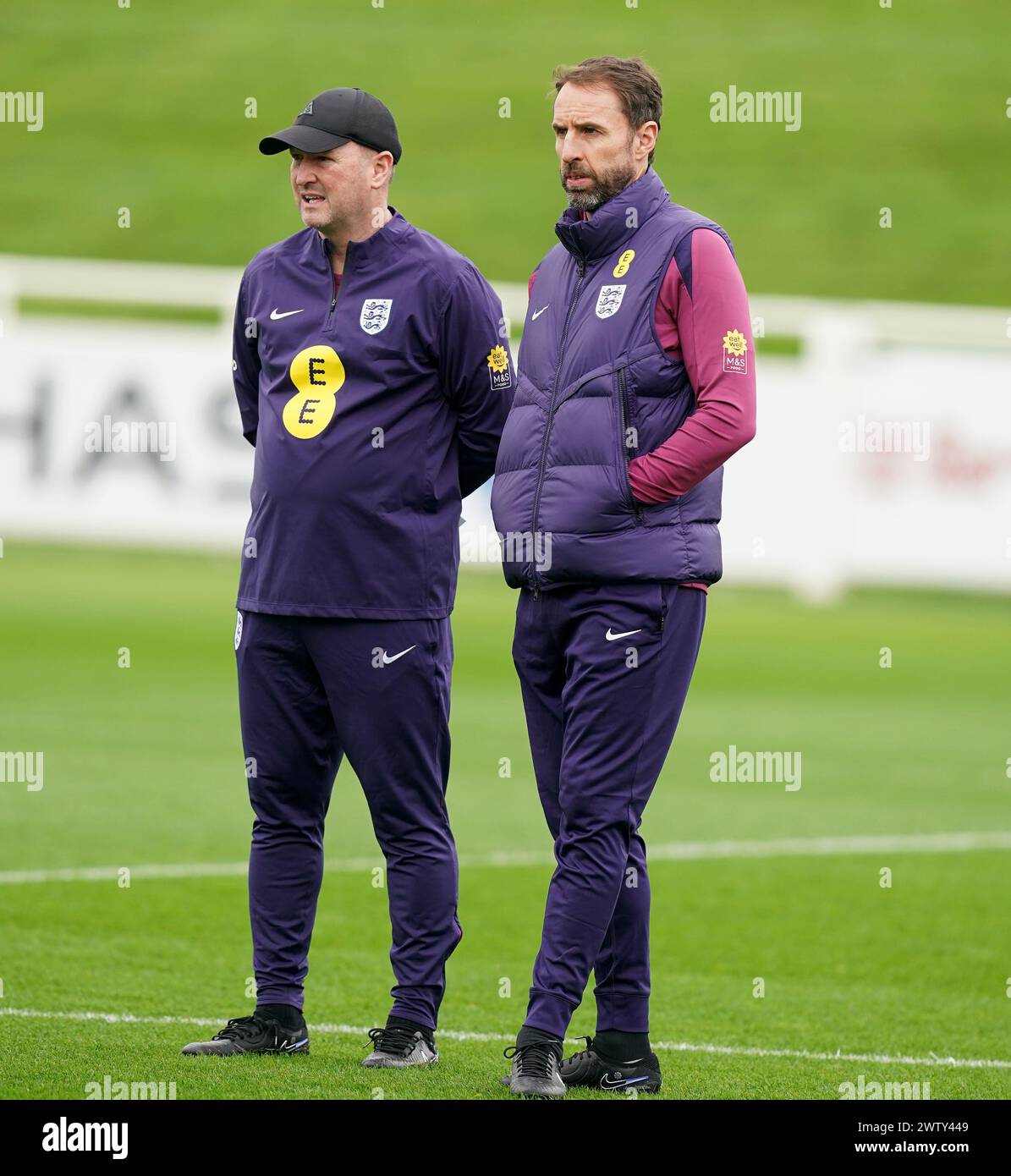England manager Gareth Southgate with coach Steve Holland during a ...