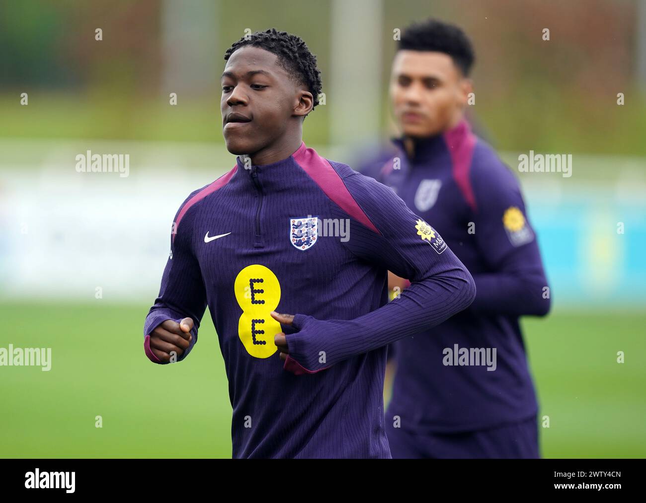 England's Kobbie Mainoo during a training session at St. George's Park ...