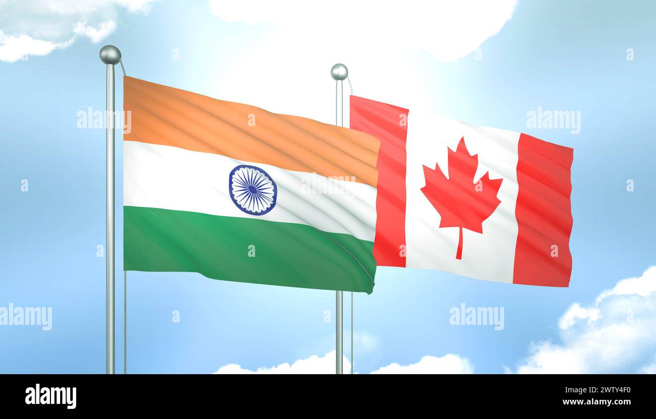 India canada flag hi-res stock photography and images - Alamy