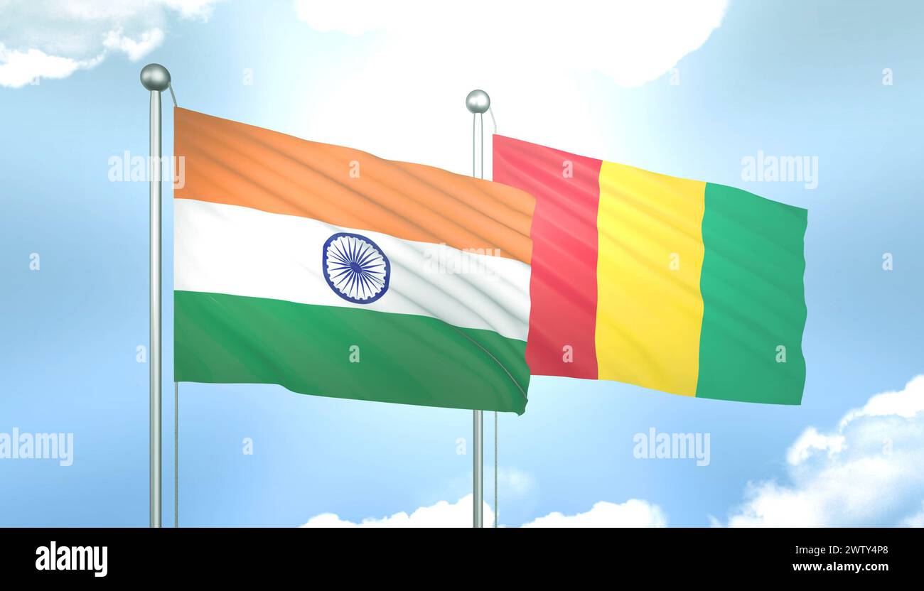 Guinea flag on 3d map hi-res stock photography and images - Alamy