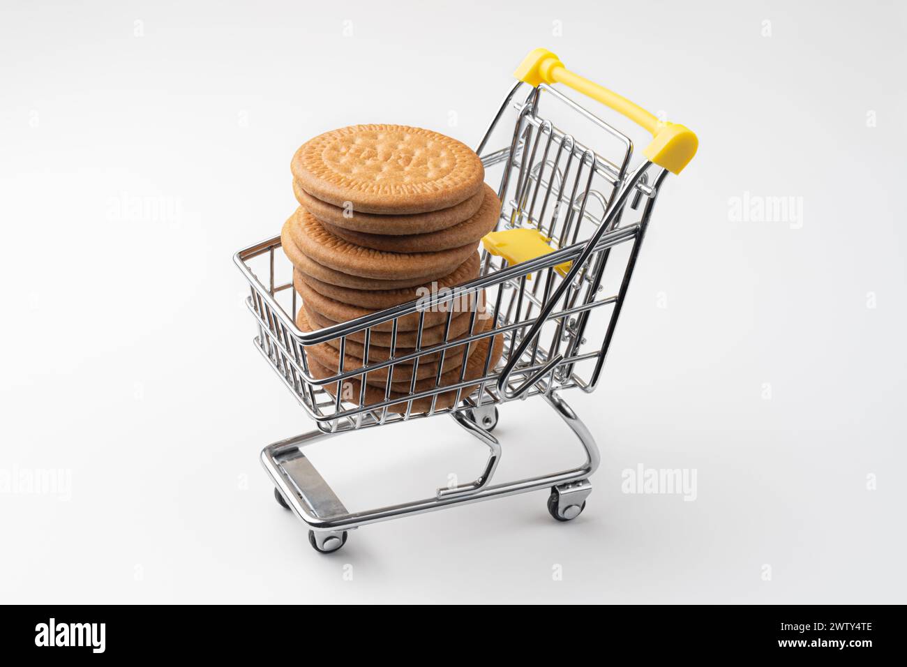 cookies in miniature supermarket trolley Stock Photo - Alamy