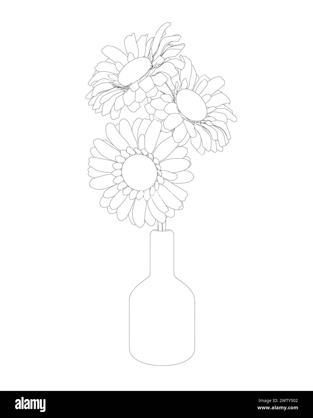 Outline Flowers in vase doodle illustration including floral bouquet ...
