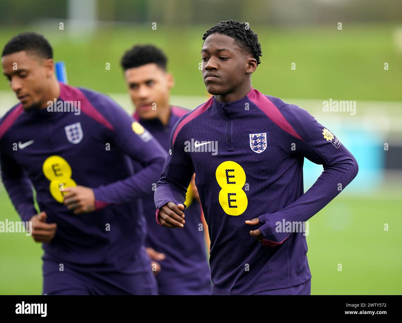 England's Kobbie Mainoo during a training session at St. George's Park ...